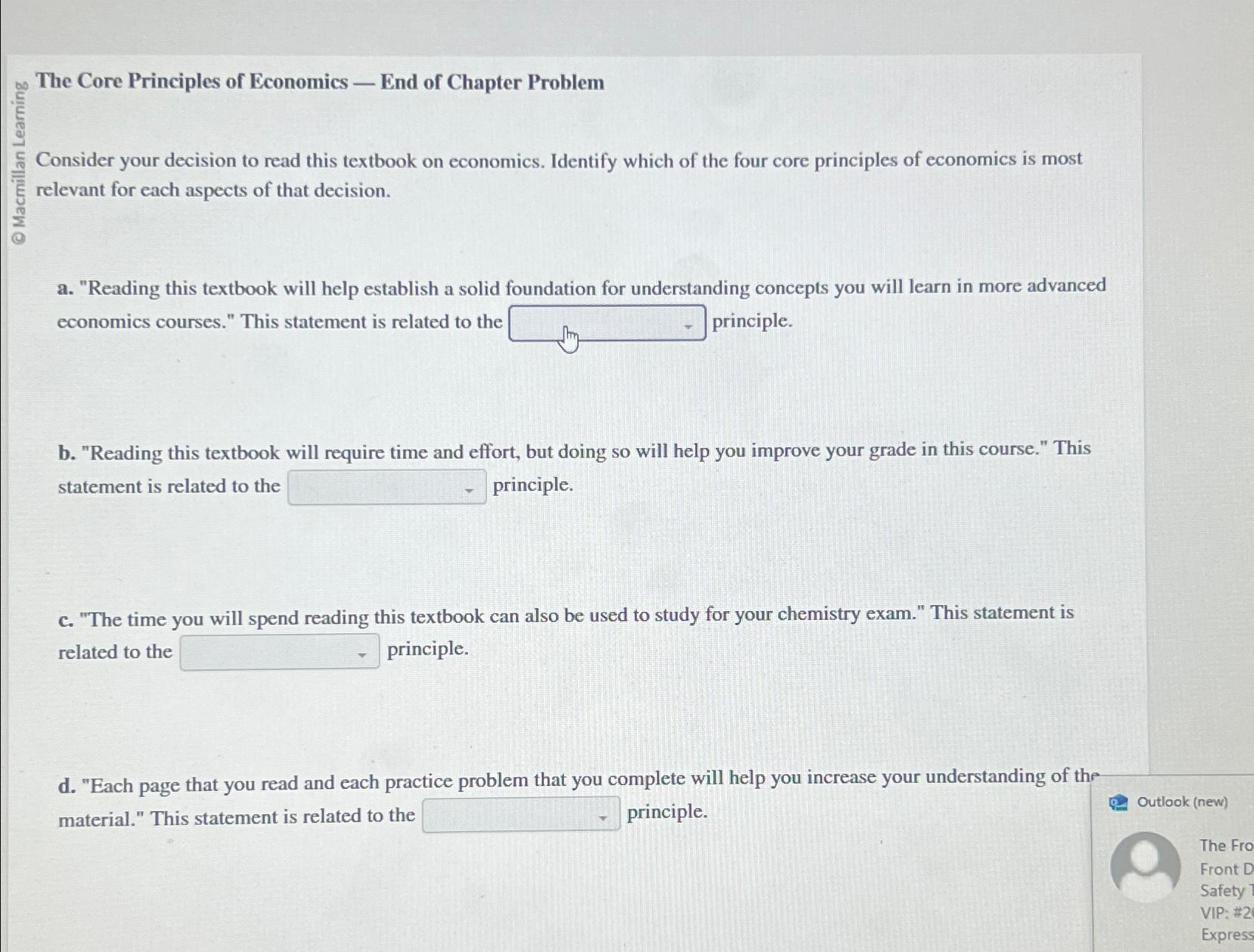 Solved The Core Principles of Economics - ﻿End of Chapter | Chegg.com