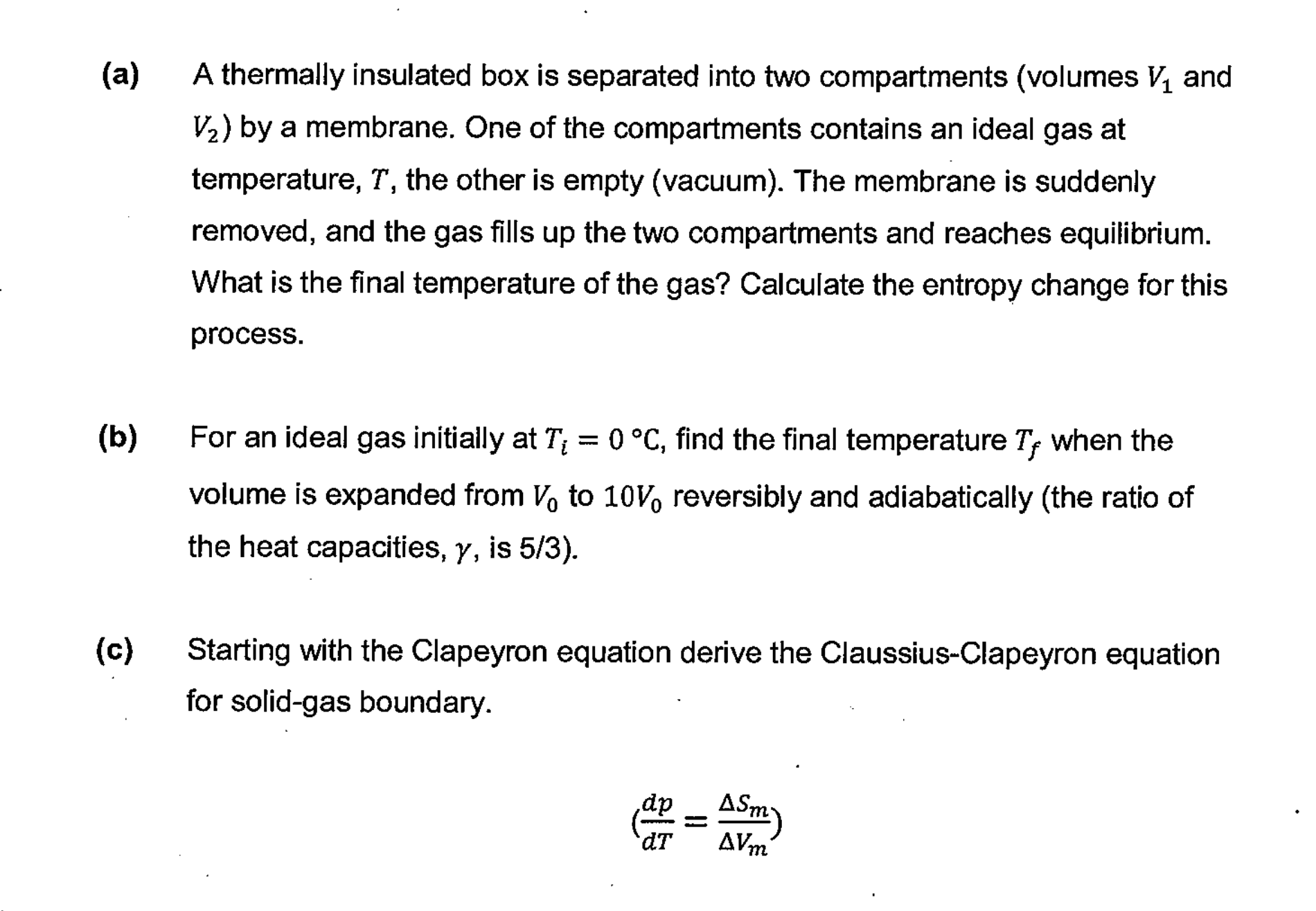 Solved (a) ﻿A thermally insulated box is separated into two | Chegg.com