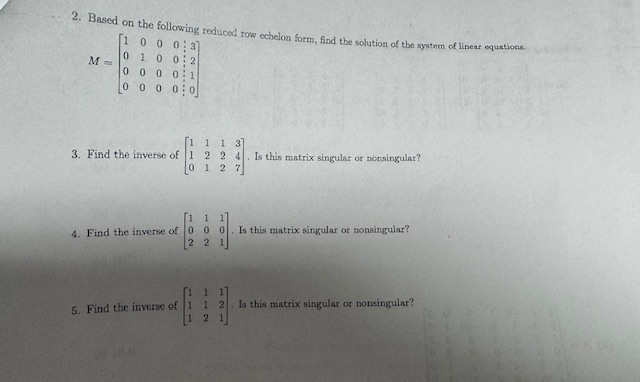 Solved Based on the following reduced row echelon form, find | Chegg.com