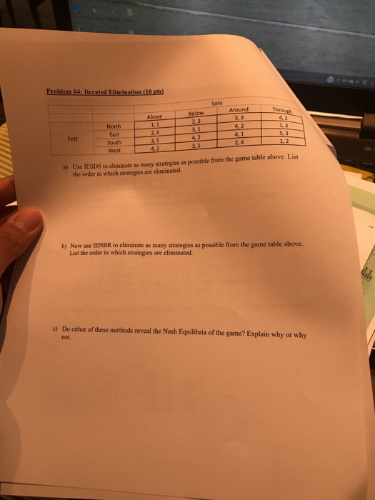Solved Problem #4: Iterated Elimination (10 pts) Solo Around | Chegg.com