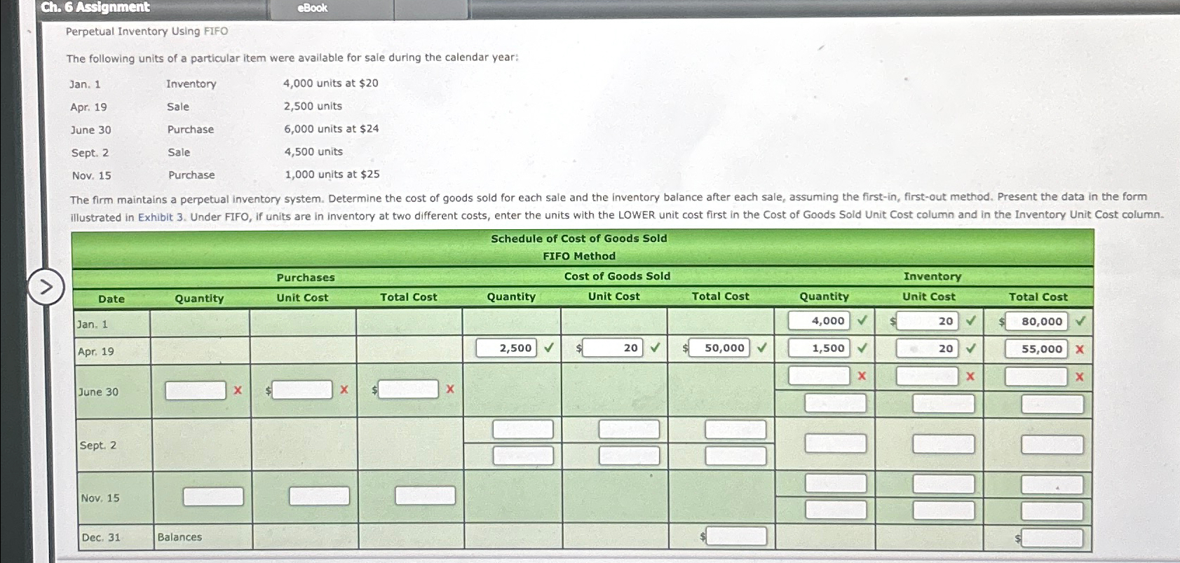 Solved Ch. 6 ﻿AssignmentCBookPerpetual Inventory Using | Chegg.com