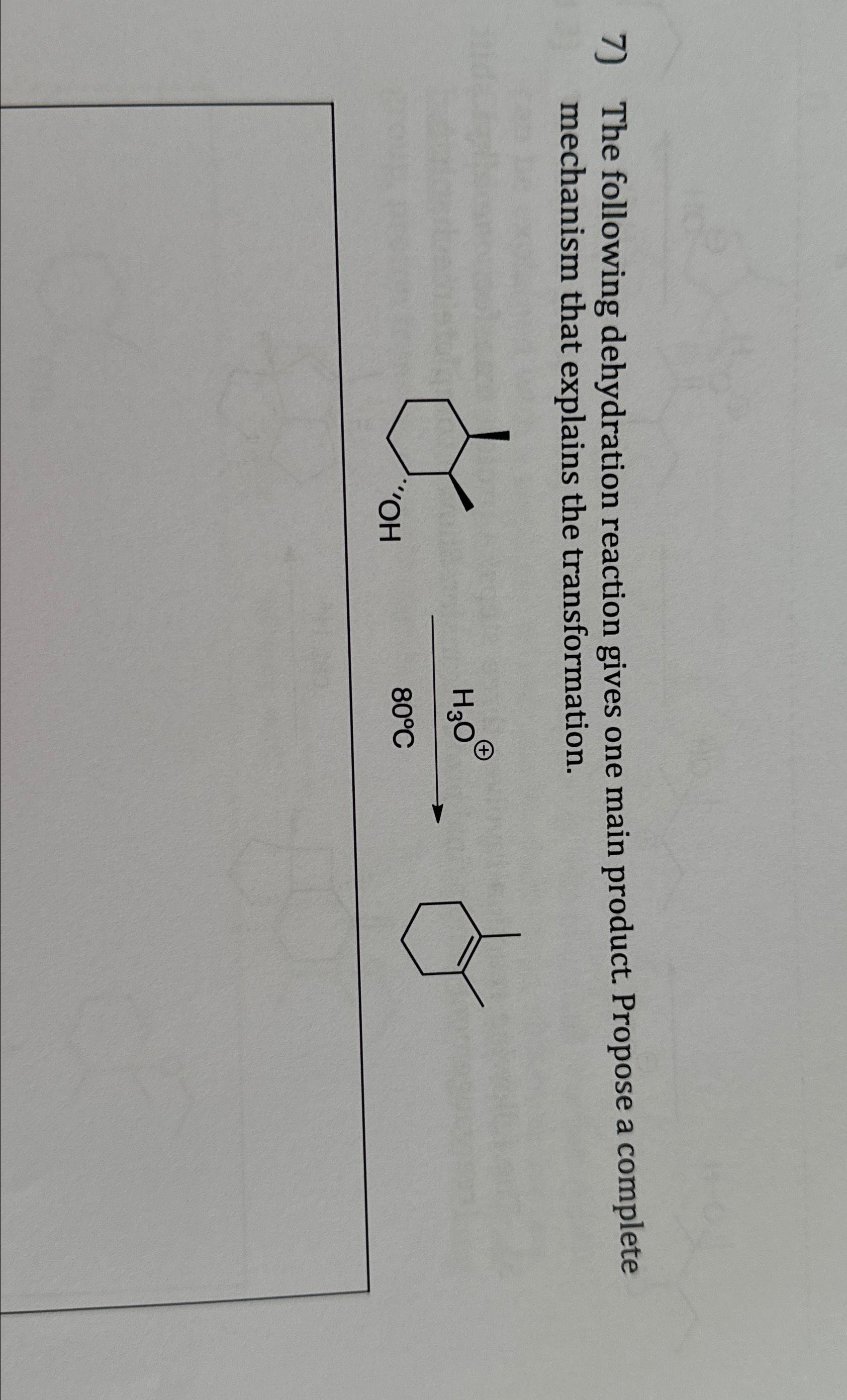 Solved The following dehydration reaction gives one main | Chegg.com