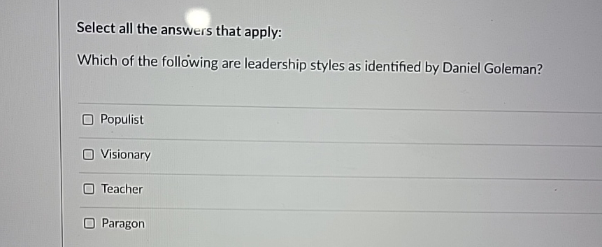 Solved Select all the answers that apply:Which of the | Chegg.com