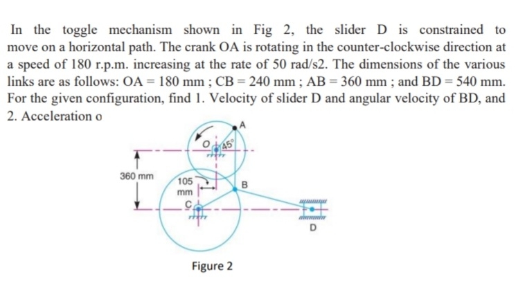 Solved In the toggle mechanism shown in Fig 2, ﻿the slider D | Chegg.com