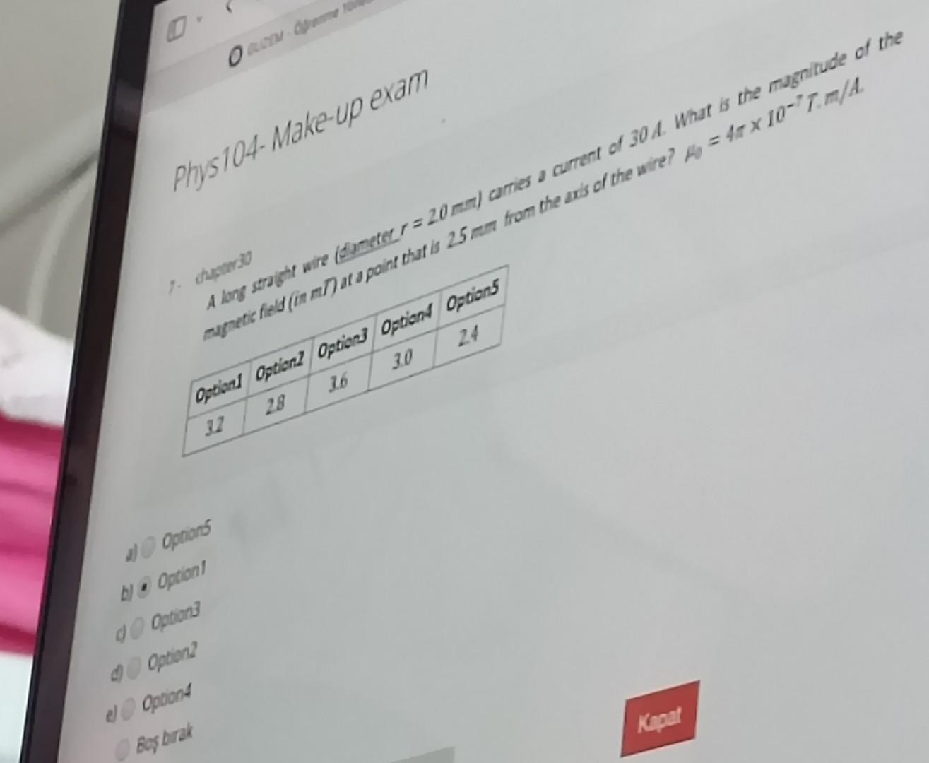 Solved phys 104− Make-UP exam (a) opirin b) - Opion d) | Chegg.com