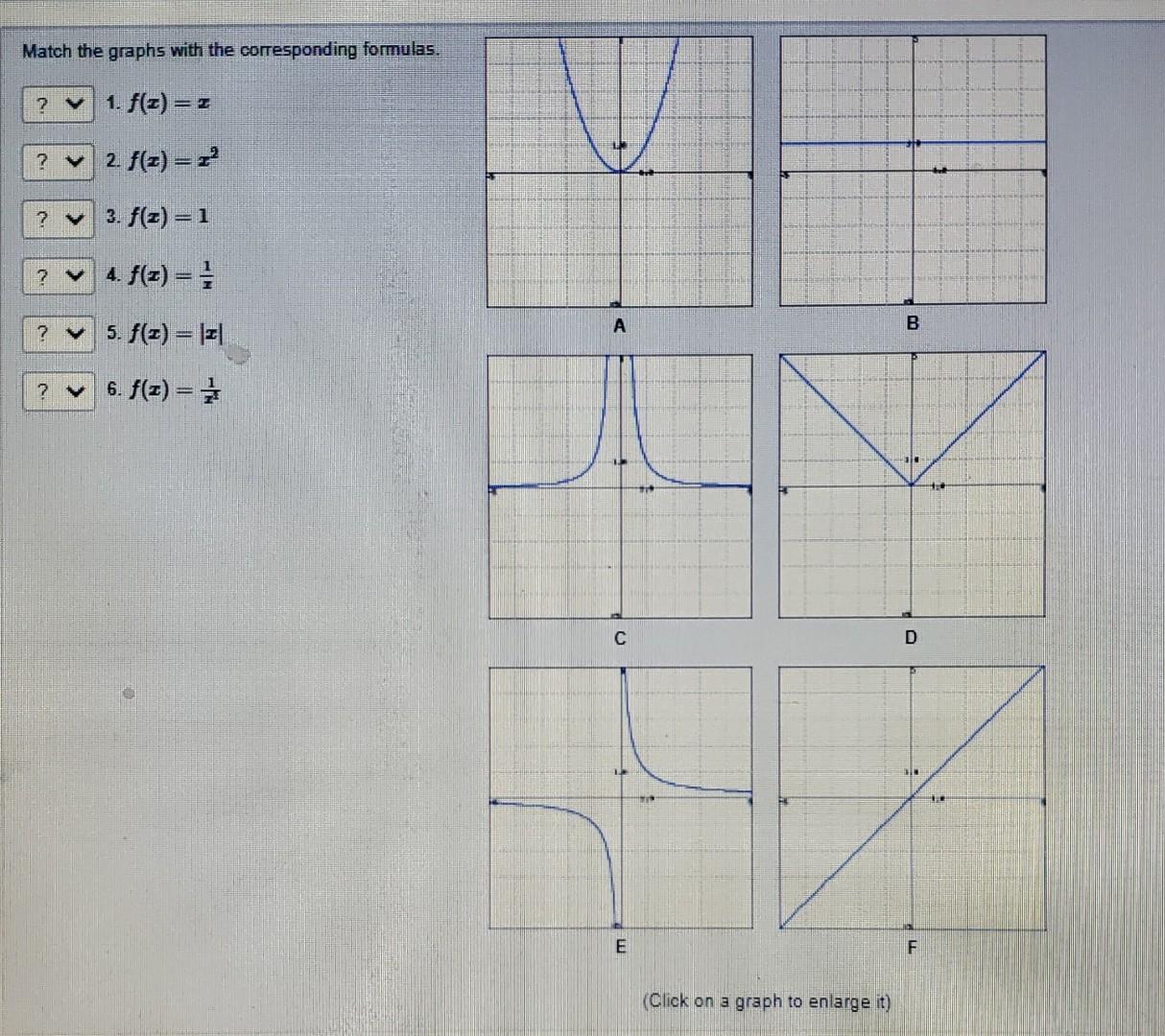 Solved Match the graphs with the corresponding formulas. 1. | Chegg.com