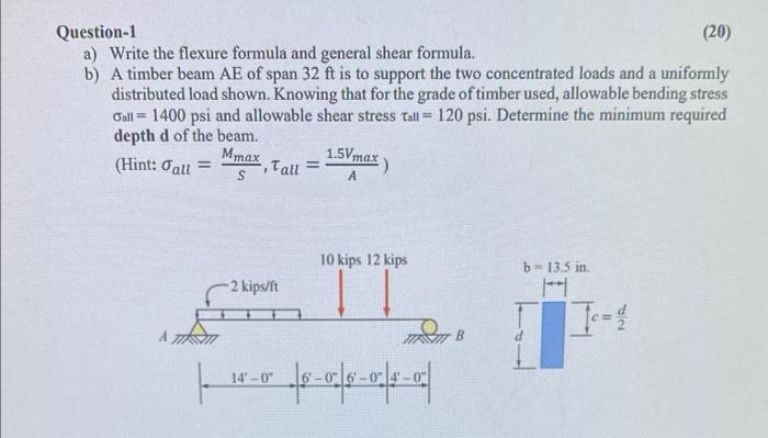 Solved uestion-1 a) Write the flexure formula and general | Chegg.com