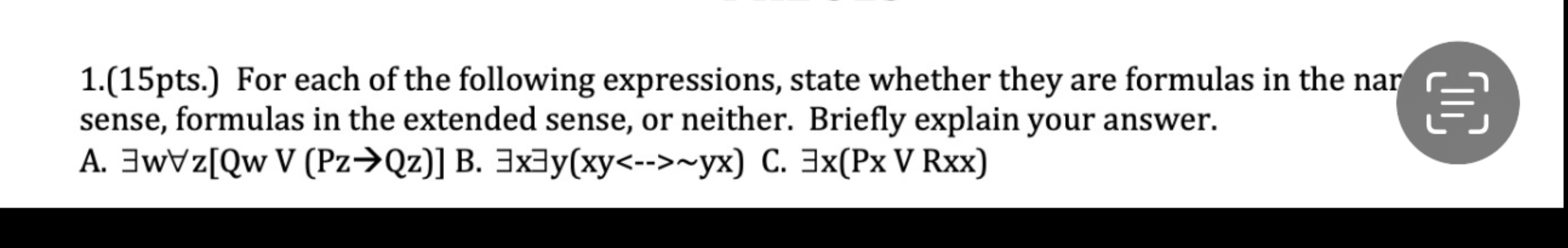 Solved 1.(15pts.) ﻿For each of the following expressions, | Chegg.com
