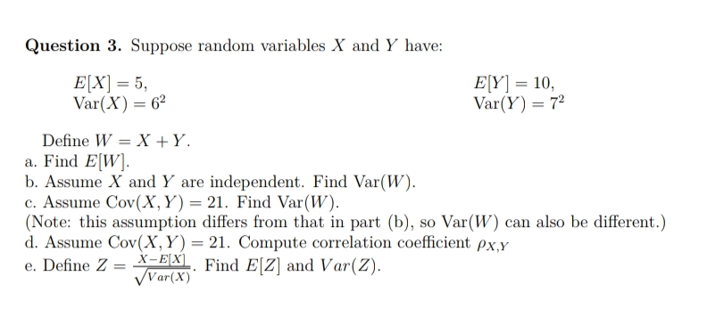 Solved Question 3. ﻿Suppose random variables x ﻿and Y | Chegg.com