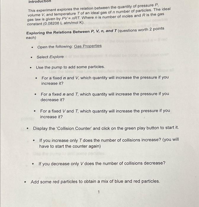 Solved Introduction This experiment explores the relation | Chegg.com