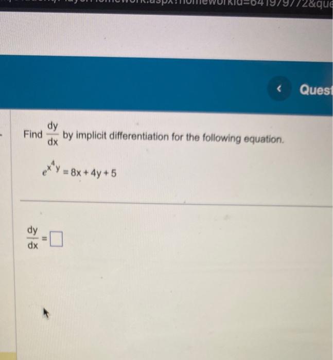 Solved Find dxdy by implicit differentiation for the | Chegg.com