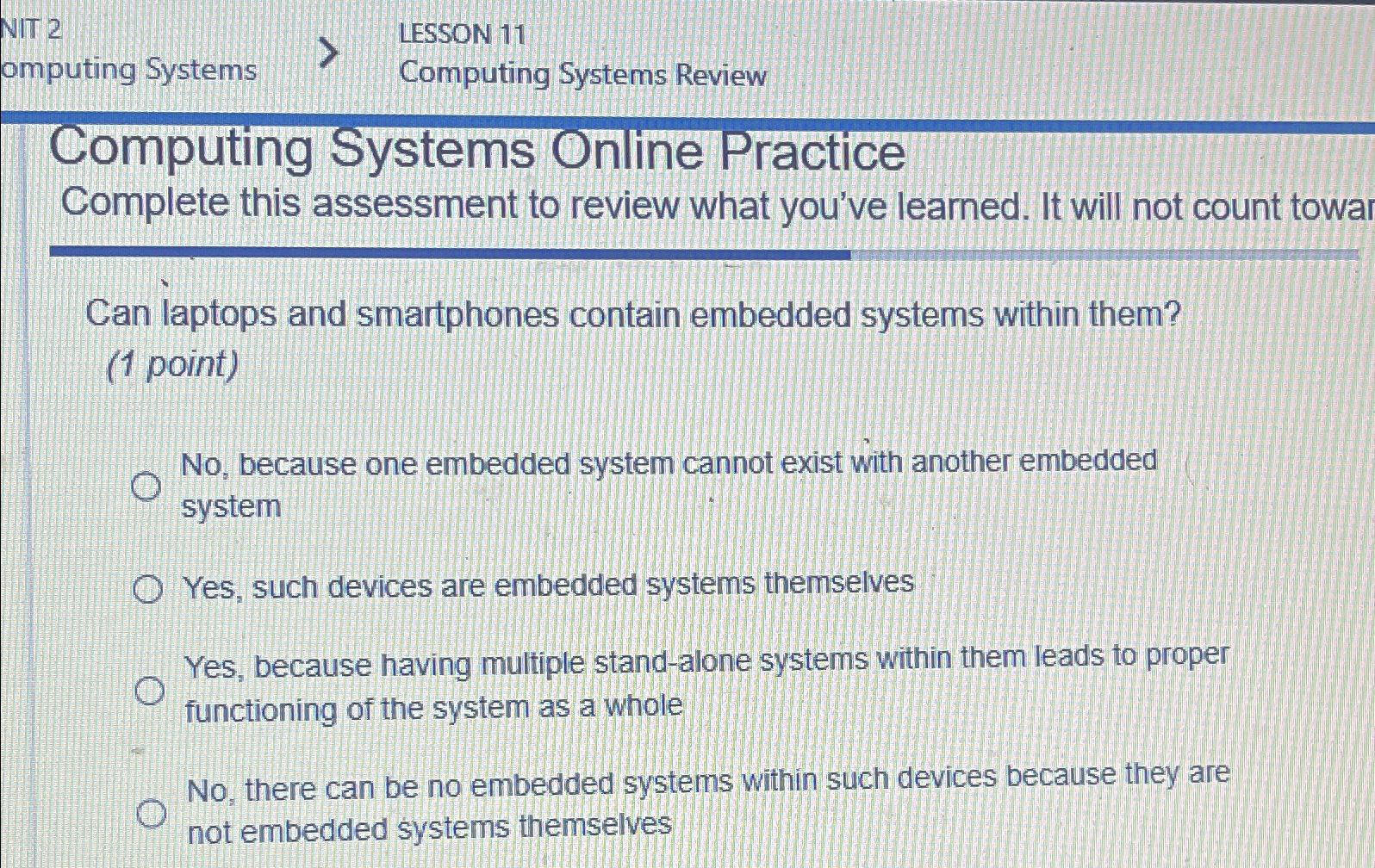 Solved LESSON 11omputing SystemsComputing Systems | Chegg.com