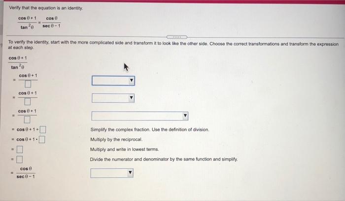 Solved Use one of the cofunction identities to complete the | Chegg.com