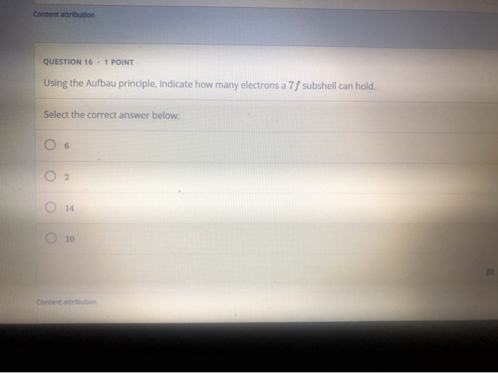 Solved Content attribution QUESTION 16. 1 POINT Using the | Chegg.com
