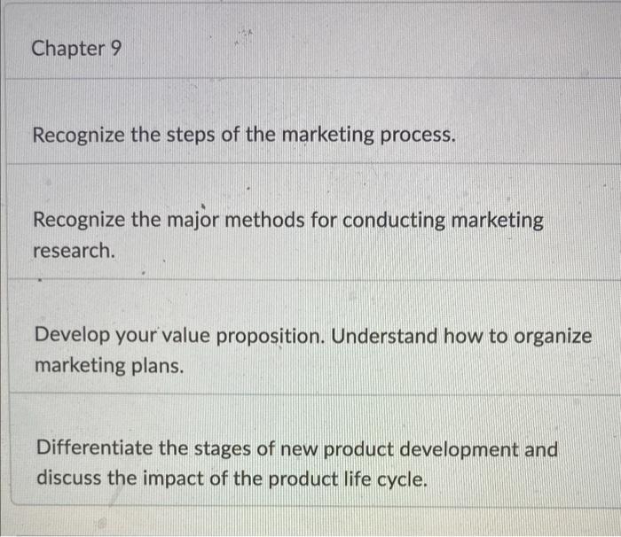 Solved Chapter 9 Recognize the steps of the marketing | Chegg.com