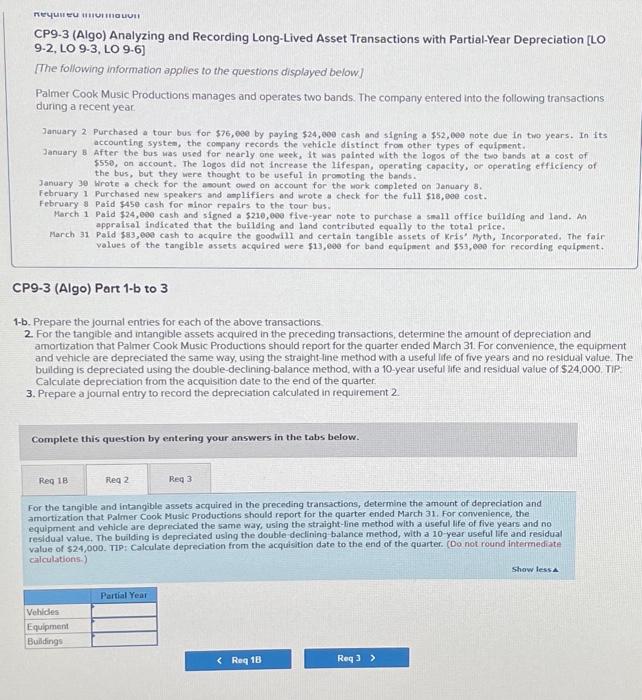Required informetion CP9-3 (Algo) Analyzing and | Chegg.com