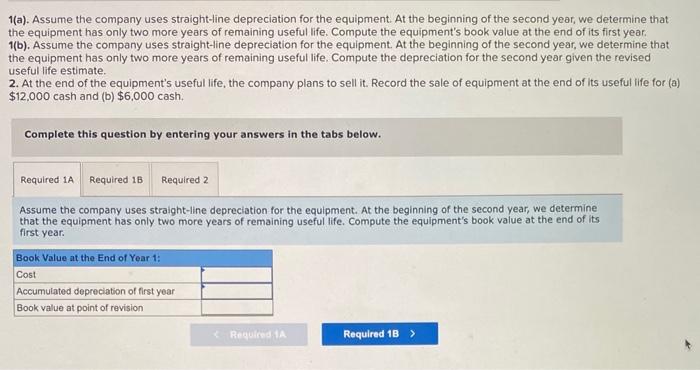 Solved Tableau DA 8-2: Exercise, Straight-line depreciation | Chegg.com