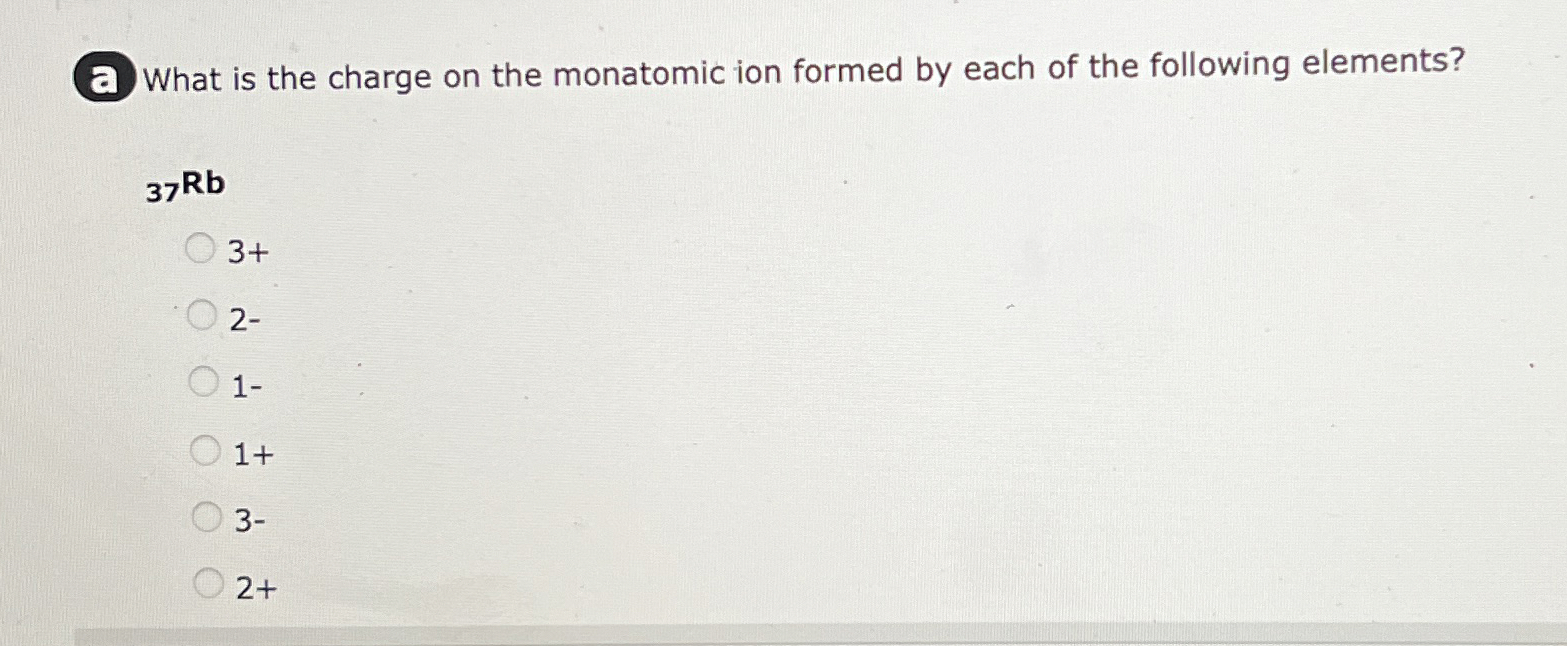 Solved (a) ﻿What is the charge on the monatomic ion formed | Chegg.com