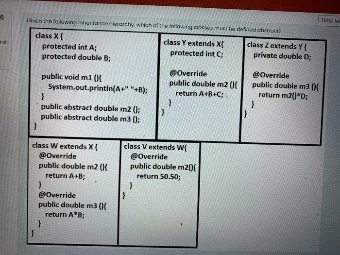 Solved 6 Given the following inheritance hierarchy, which of | Chegg.com