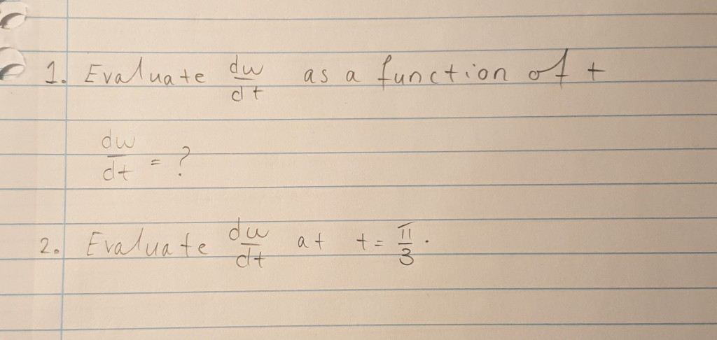Solved For the functions, express dw/st as a function of t, | Chegg.com