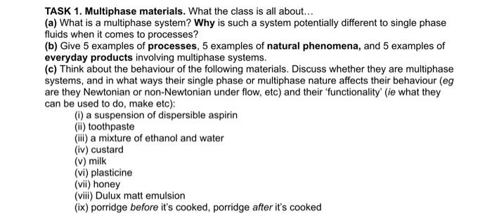 Solved TASK 1. Multiphase materials. What the class is all | Chegg.com