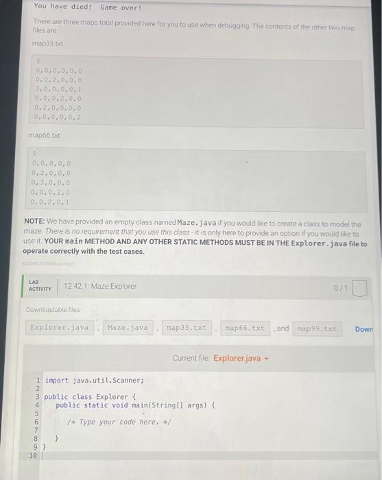 Solved 12.42 Maze Explorer This siopect has youwriting s ted | Chegg.com