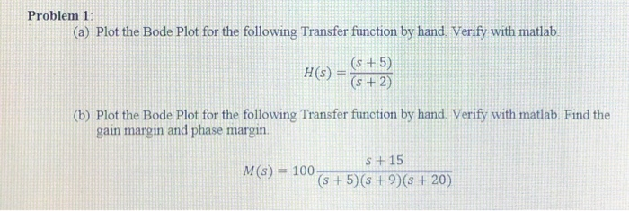 Solved Problem 1 (a) Plot the Bode Plot for the following | Chegg.com
