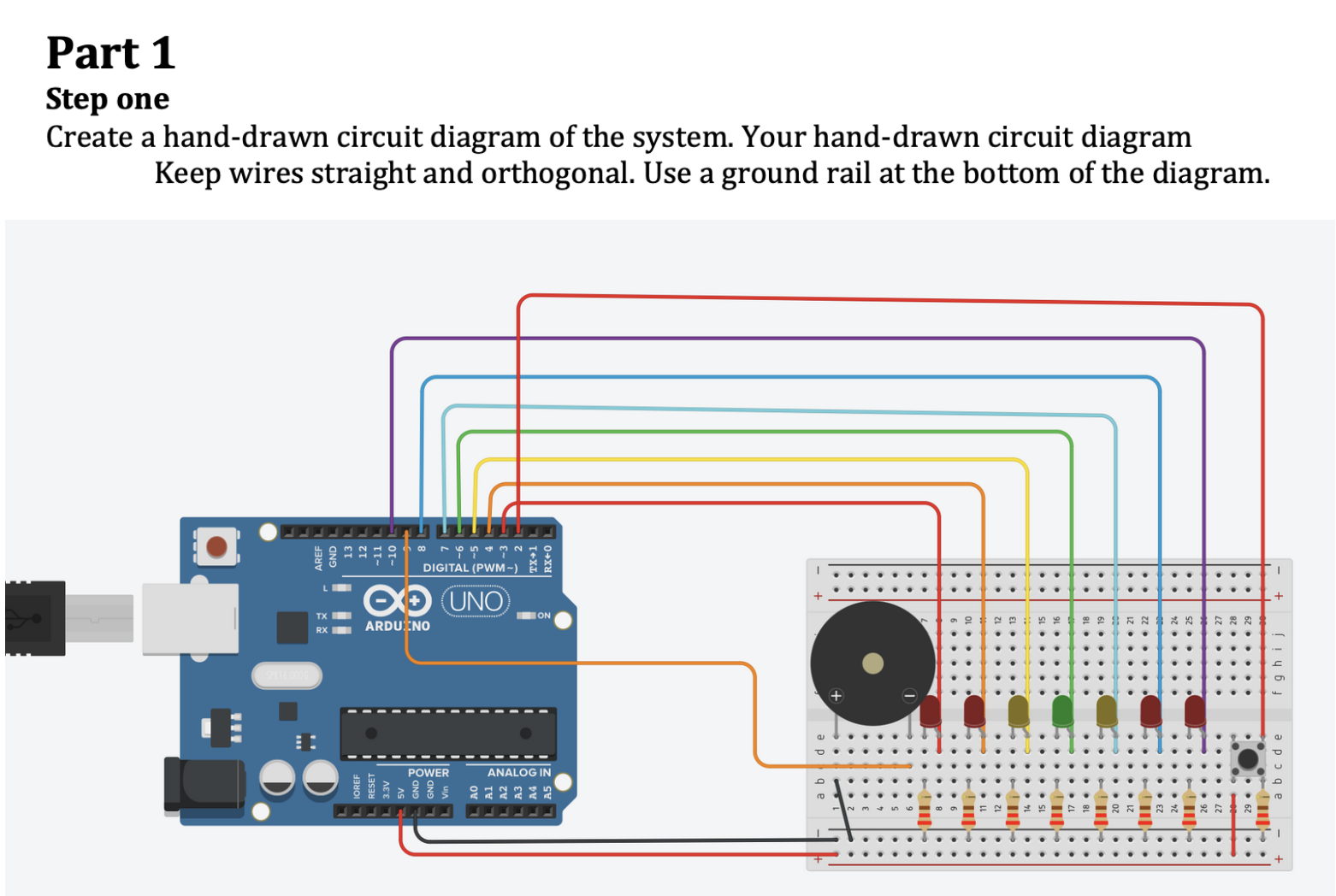 Part 1Step oneCreate a hand-drawn circuit diagram of | Chegg.com