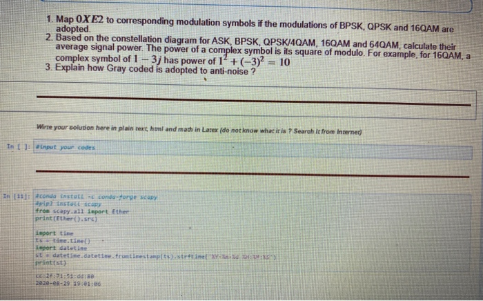 1. Map OX E2 to corresponding modulation symbols if | Chegg.com