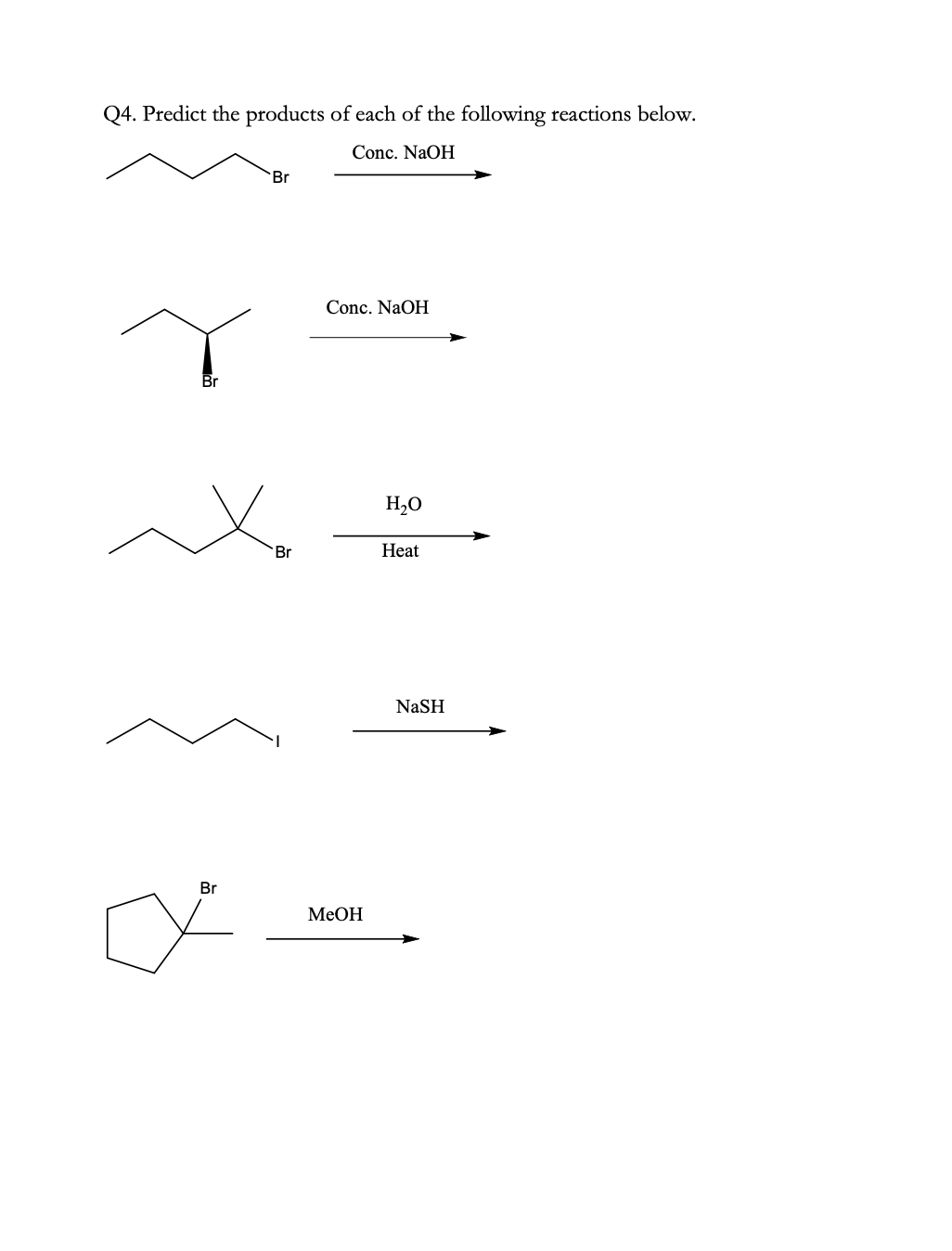 Solved Q4. ﻿Predict the products of each of the following | Chegg.com
