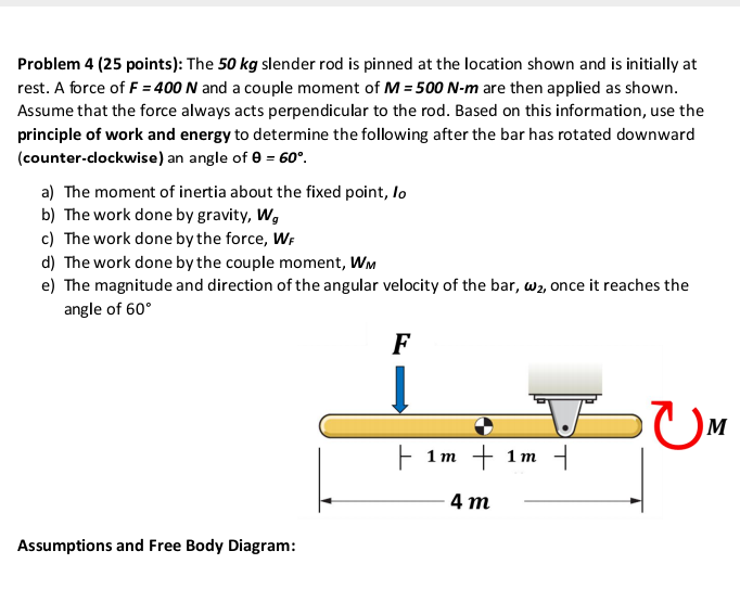 Solved Problem 4 ( 25 points): The 50kg slender rod is | Chegg.com