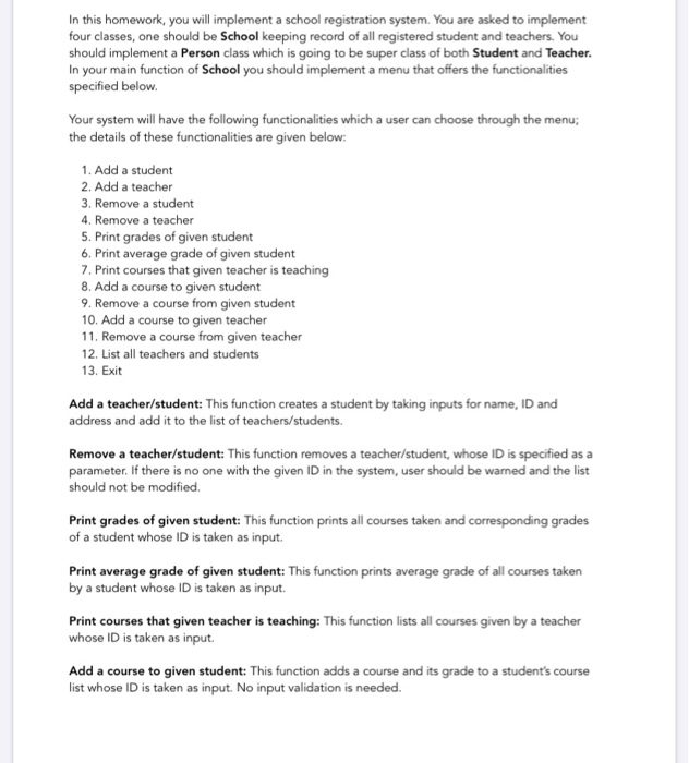 Solved Please write School.java, Person.java, Student.java | Chegg.com