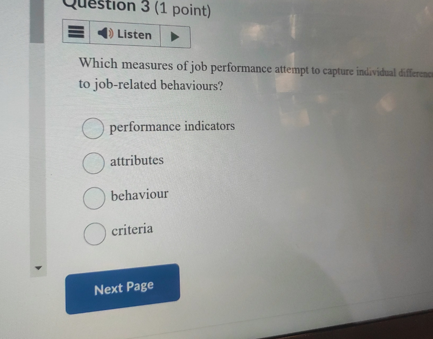 Solved Which measures of job performance attempt to capture | Chegg.com