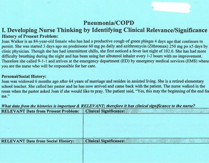 Solved Identify Clinical Relevance/Significance History of | Chegg.com