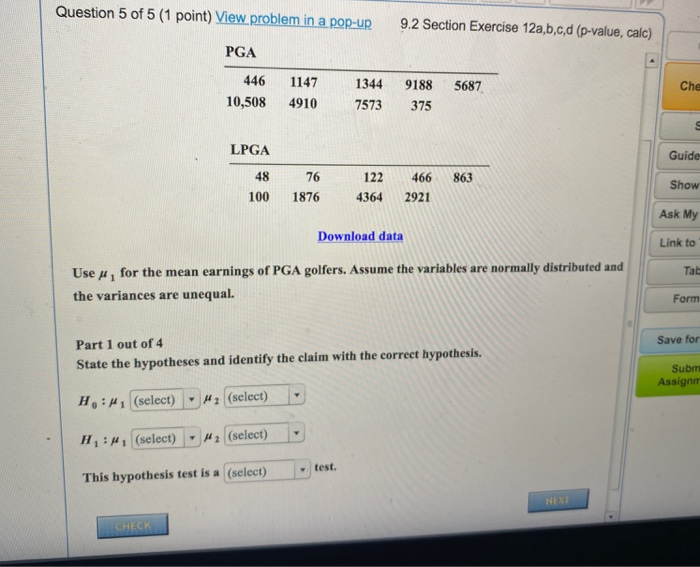 Solved Question 5 of 5 (1 point) View problem in a pop-up | Chegg.com