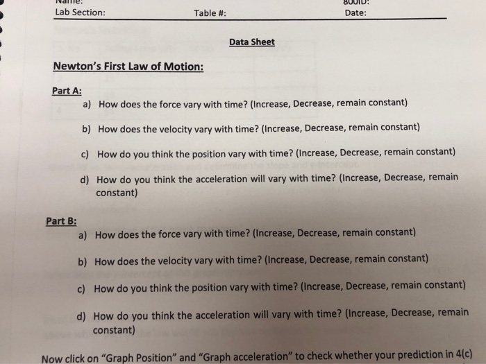 Solved Lab Section: Table #: OUVIU: Date: Data Sheet | Chegg.com