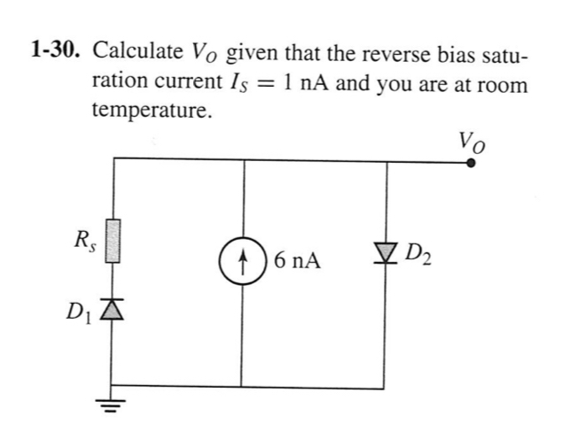 Solved 1-30. ﻿Calculate VO ﻿given that the reverse bias | Chegg.com