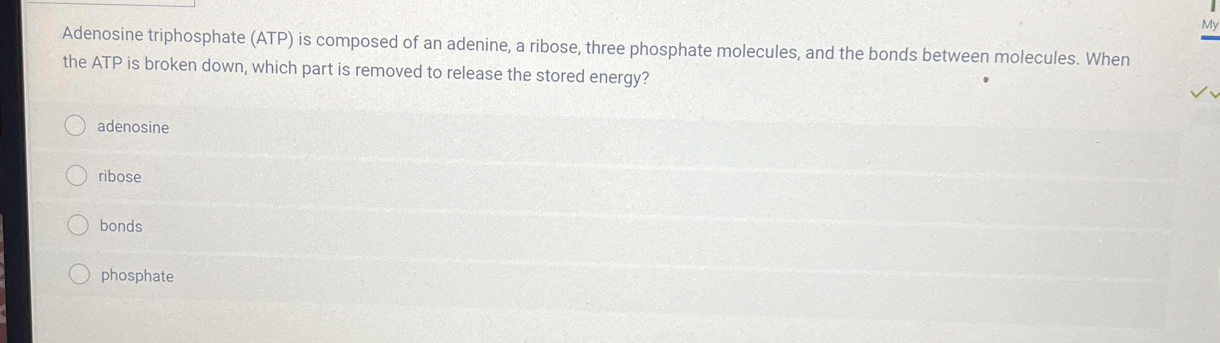 Solved Adenosine triphosphate (ATP) ﻿is composed of an | Chegg.com