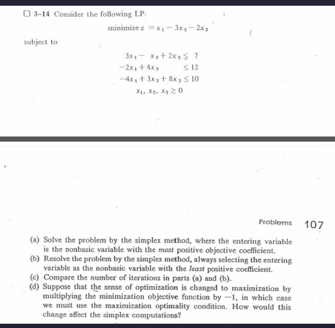 3-14 ﻿Consider the following LP: ﻿minimize | Chegg.com