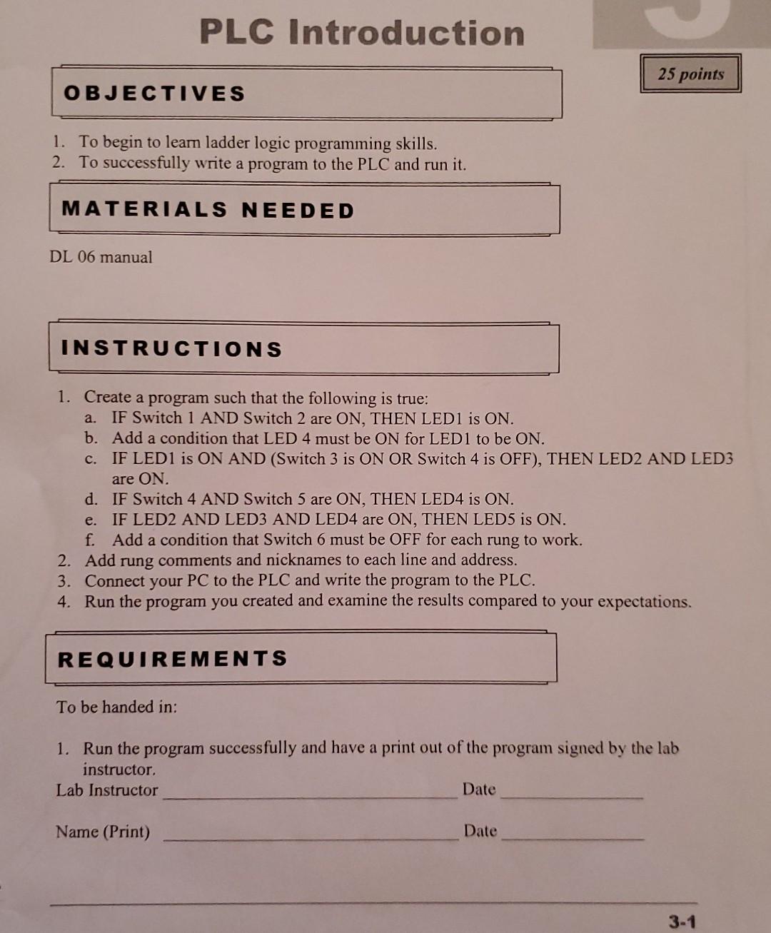 Solved 1. To begin to leam ladder logic programming skills. | Chegg.com