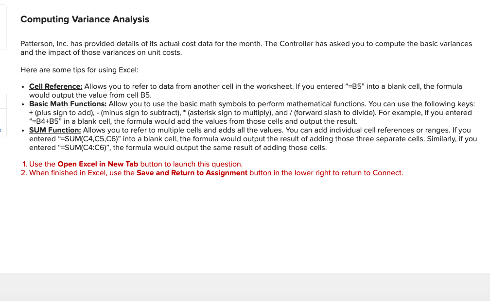 Solved Computing Variance AnalysisPatterson, Inc. has | Chegg.com