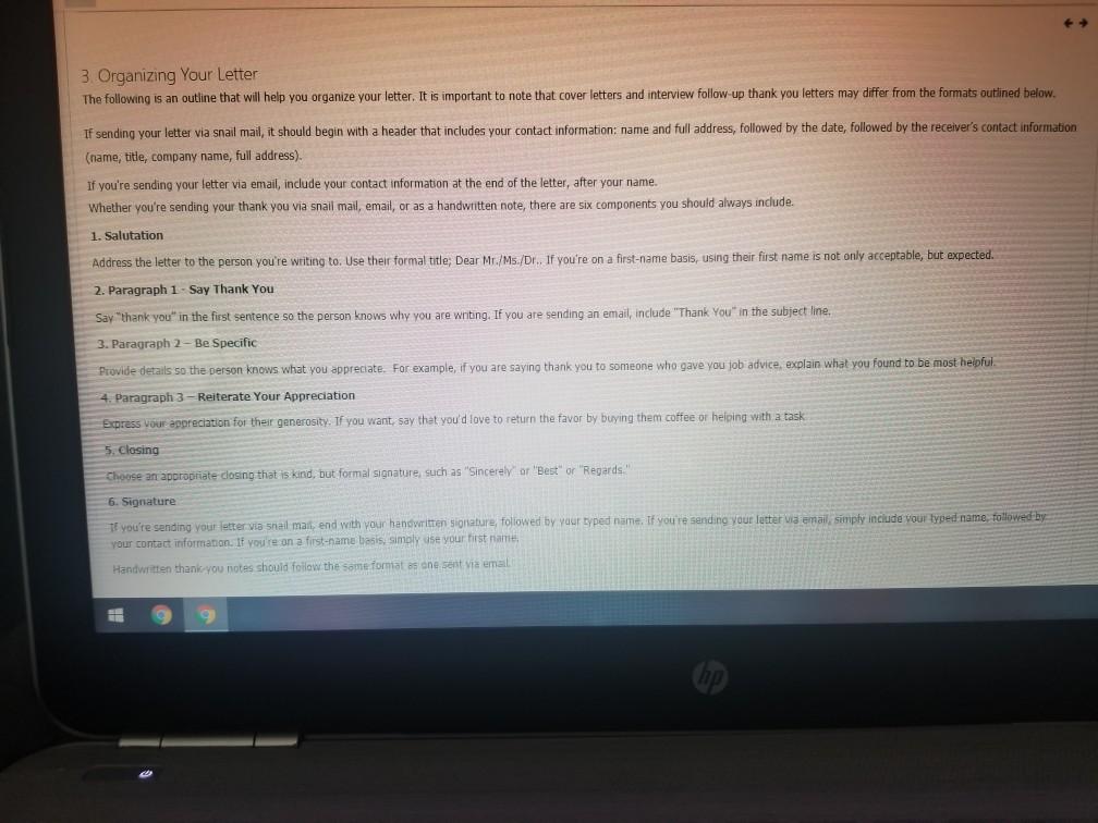 Solved Writing Thank You Letters 1 Introduction Thank you | Chegg.com