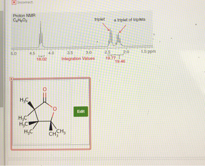 Solved Proton NMR C4HO2 a triplet of triplets хиож - to 2 un | Chegg.com