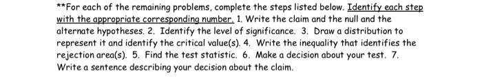 Solved ⋆⋆ For each of the remaining problems, complete the | Chegg.com