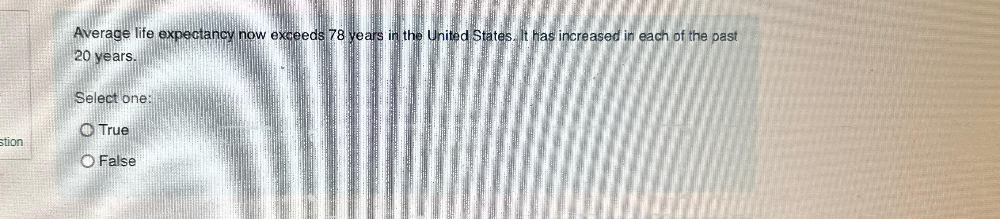 Solved Average life expectancy now exceeds 78 ﻿years in the | Chegg.com