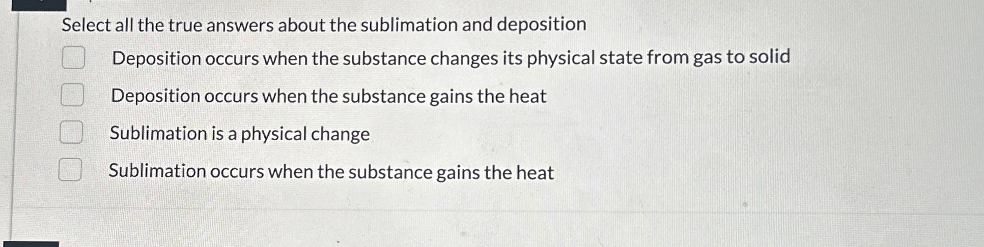 Solved Select all the true answers about the sublimation and | Chegg.com