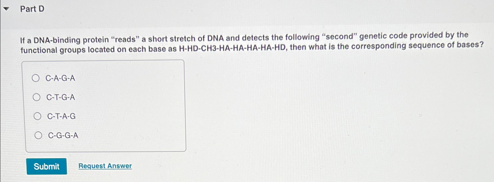 Part DIf a DNA-binding protein "reads" a short | Chegg.com
