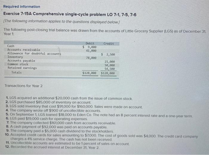 Solved Required information Exercise 7-15A Comprehensive | Chegg.com