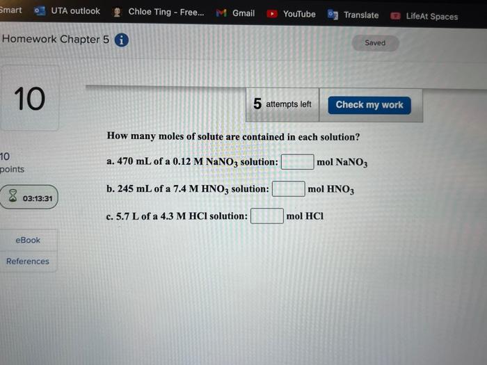 Solved How many moles of solute are contained in each | Chegg.com
