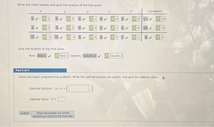 Solved Write the initial tableau and give the location of | Chegg.com